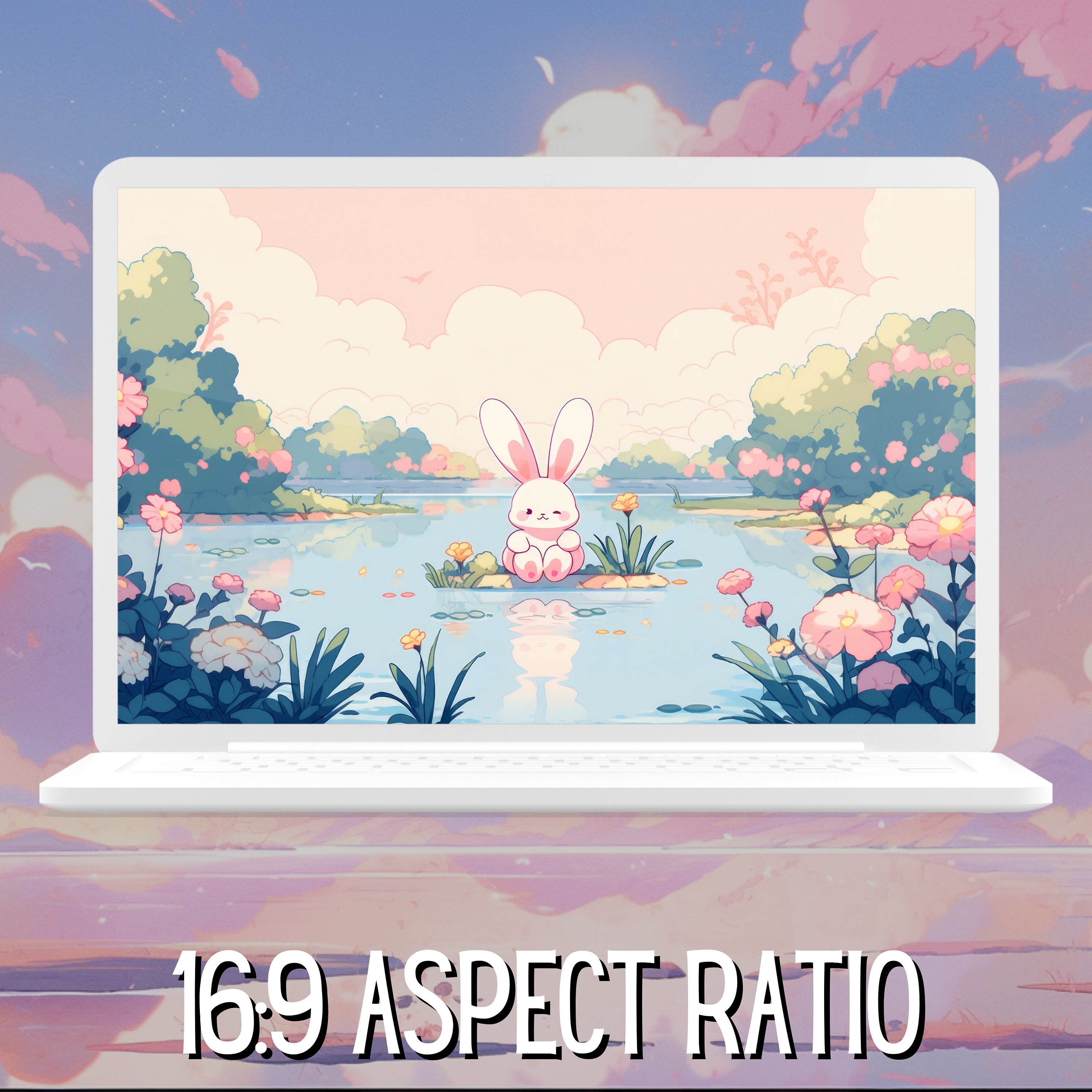 12 Pastel Bunnies Wallpaper Bundle Summer Wallpaper Ghibli Desktop ...