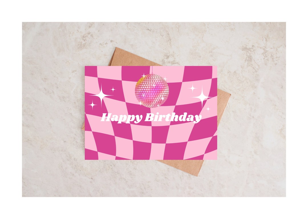 Printable Disco Ball Happy Birthday Card Digital Download - Etsy
