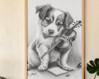 Symphony Dog: Digital Poster of Dog Orchestra, Perfect Music Lovers ...