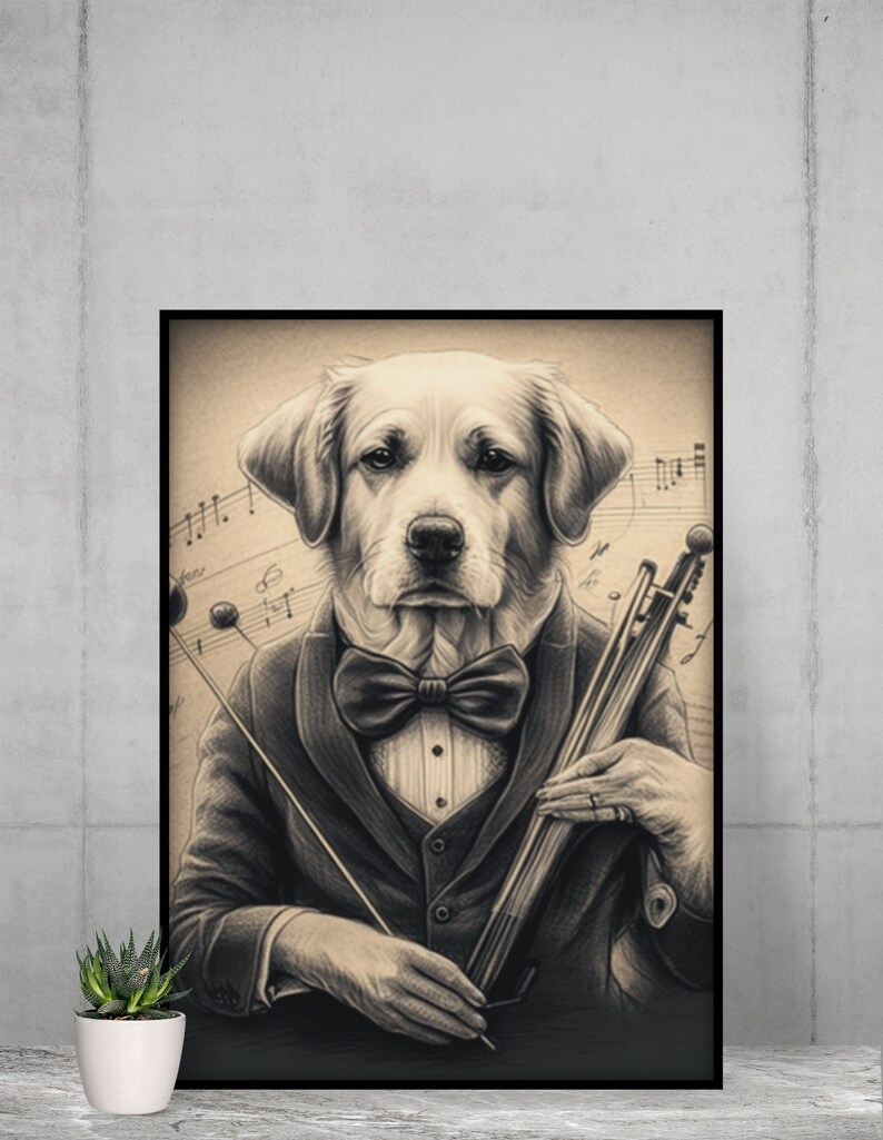 Symphony Dog: Digital Poster of Dog Orchestra, Perfect Music Lovers ...