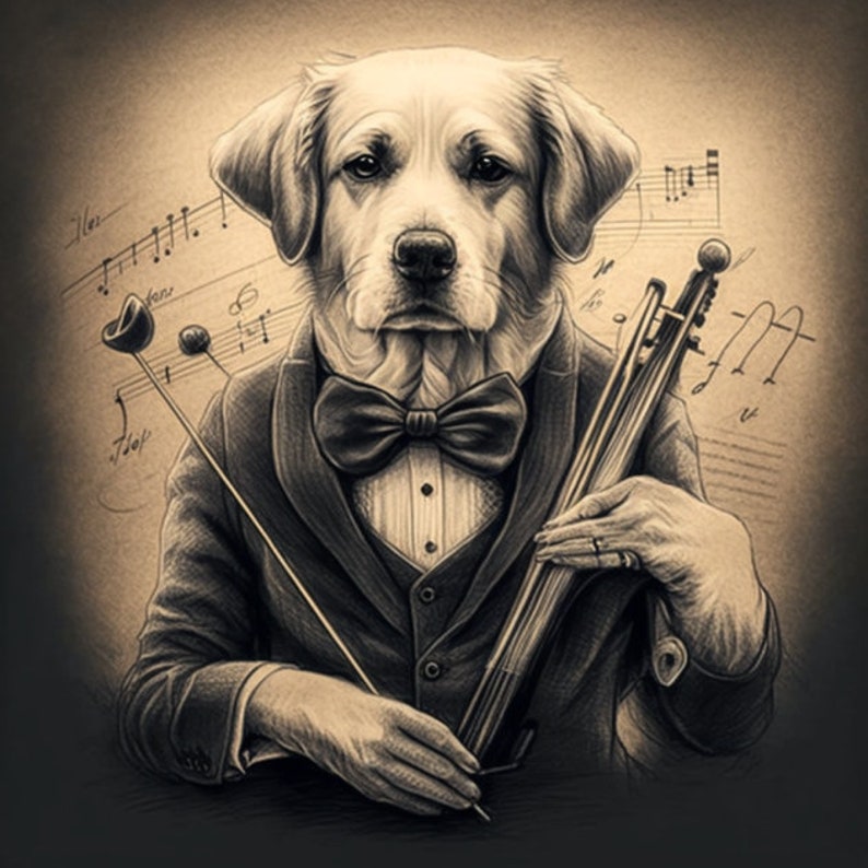 Symphony Dog: Digital Poster of Dog Orchestra, Perfect Music Lovers ...