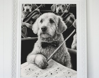 Symphony Dog: Digital Poster of Dog Orchestra, Perfect Music Lovers ...