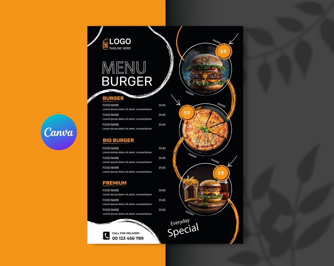 Restaurant Menu Template, Food Menu Template, Editable Restaurant Food ...