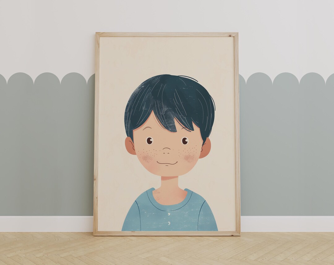 Minimalist Boy Illustration – Wall Art for Boys Room, Kids Poster for ...