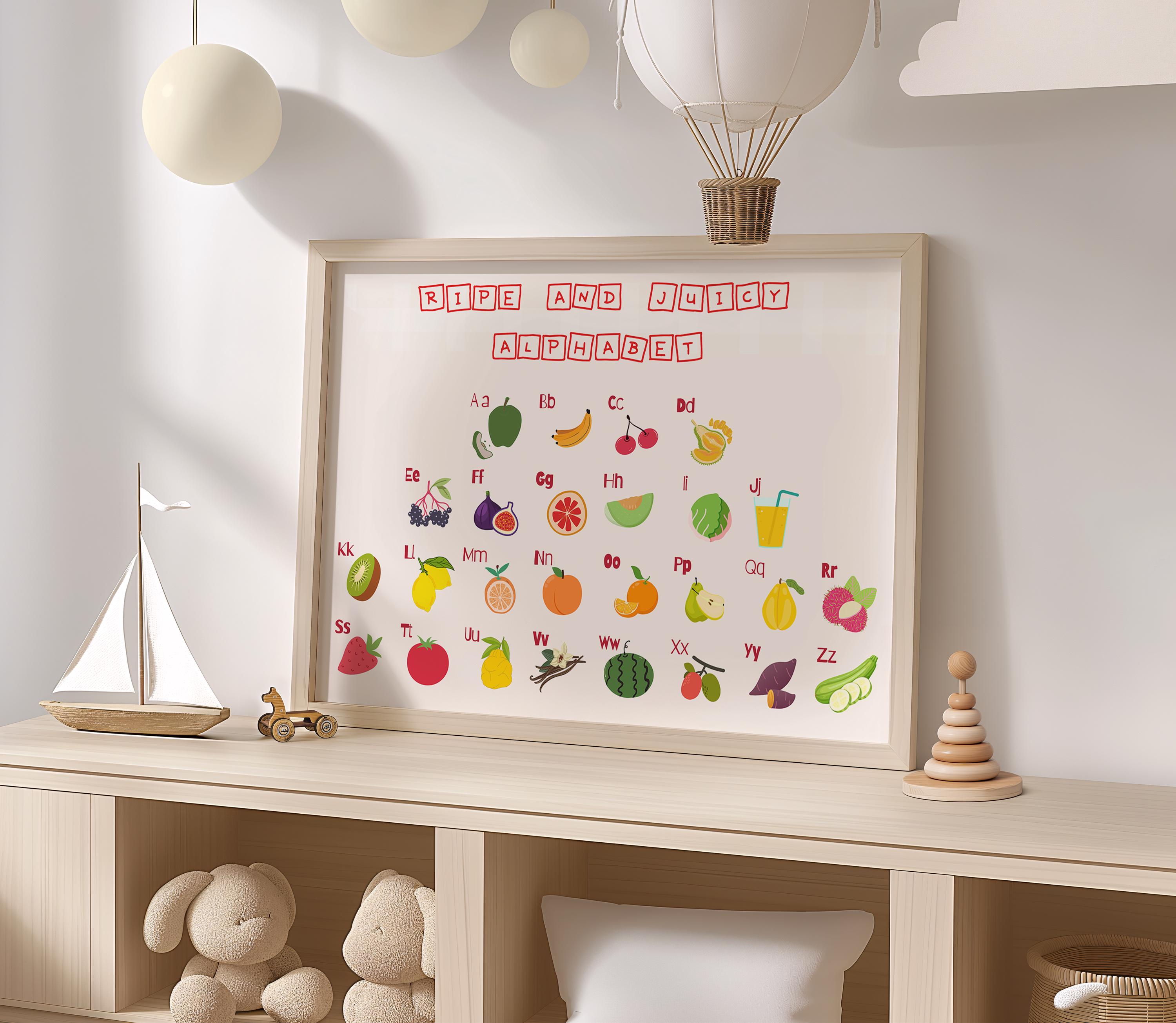 Fruit Alphabet Chart - Educational ABC Poster for Kids, Colorful ...