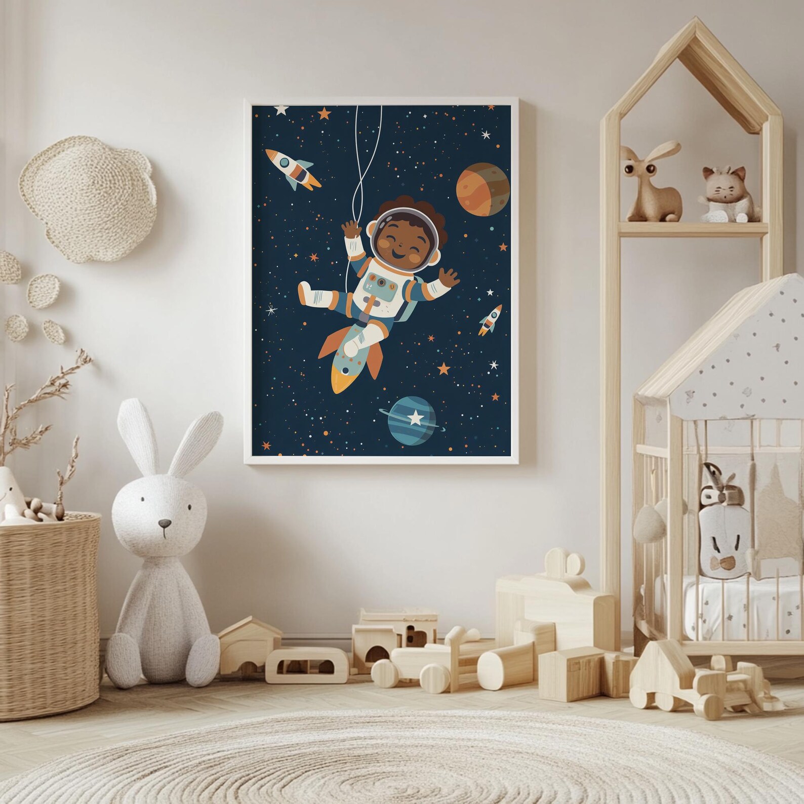 Galaxy Astronaut Wall Art – Space Theme Kids Room Decor, Outer Space ...