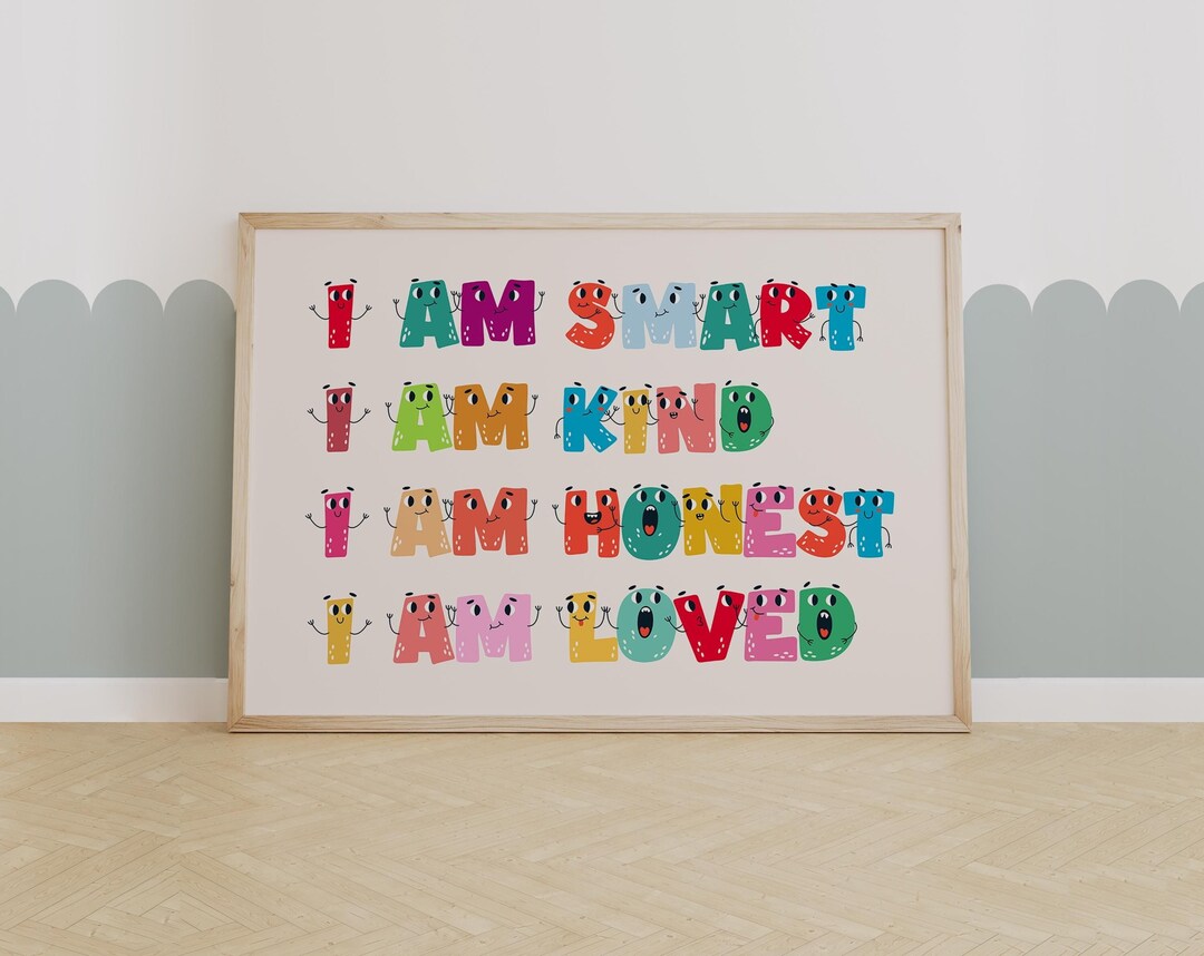 Positive Affirmations for Kids: Cheerful Motivational Wall Art - Etsy