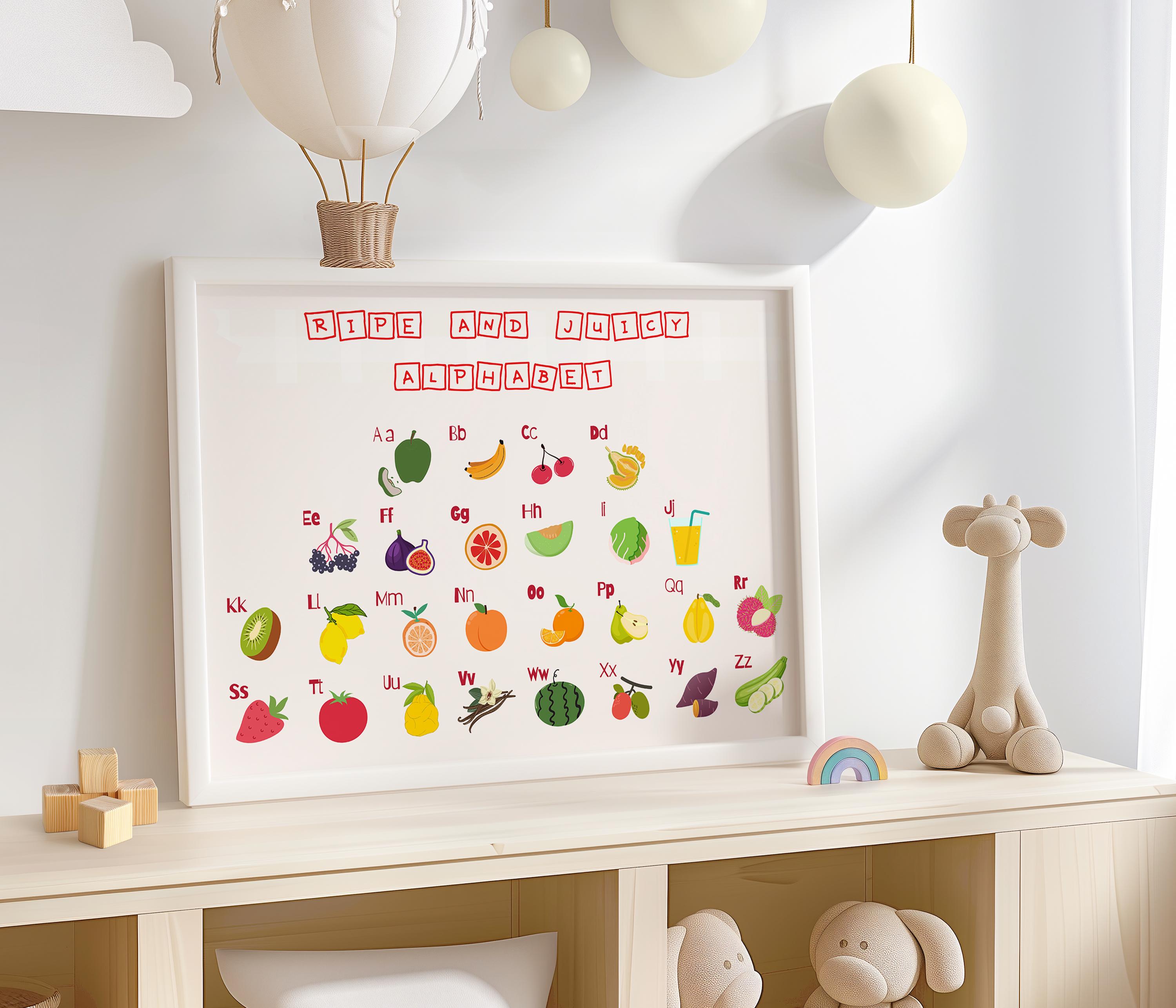 Fruit Alphabet Chart - Educational ABC Poster for Kids, Colorful ...