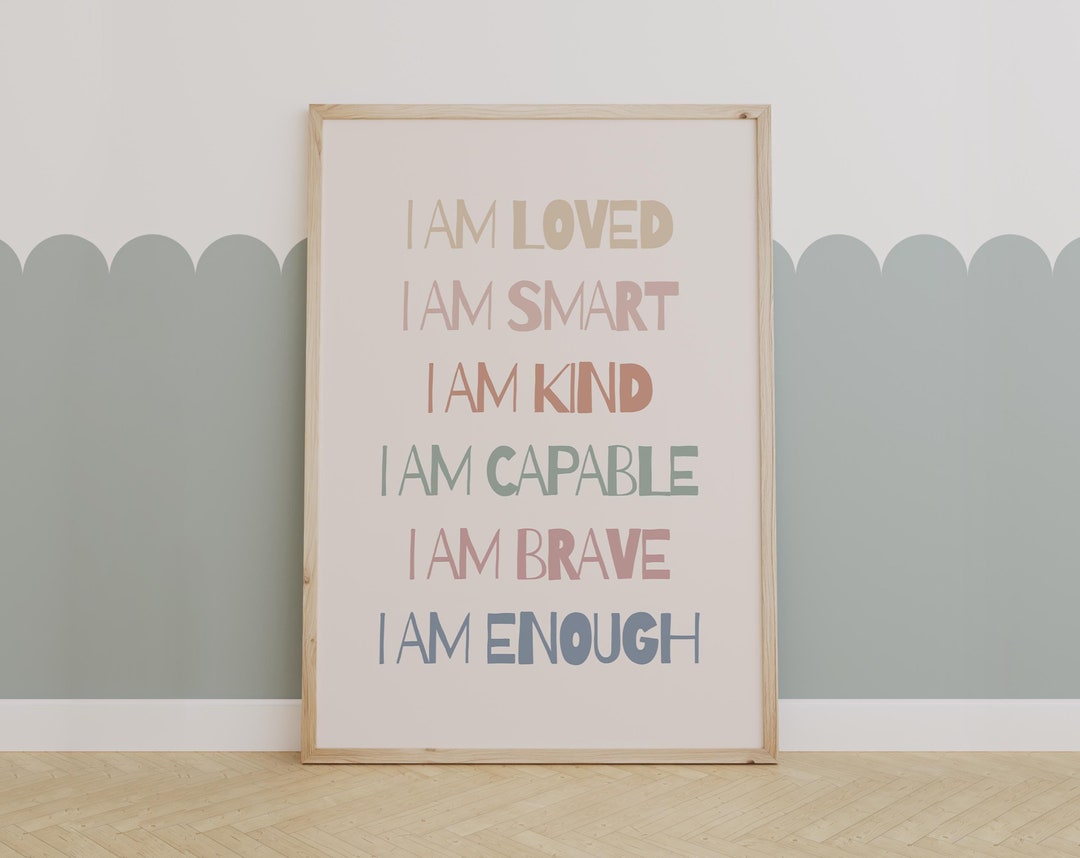 Kids Affirmation Wall Art Print,motivational Quote Nursery Decor,pastel ...