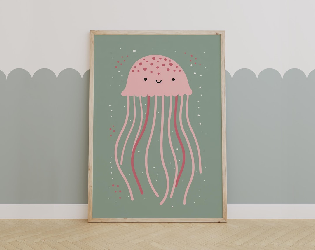 Cute Jellyfish Wall Art – Whimsical Sea Creature for Ocean Themed ...