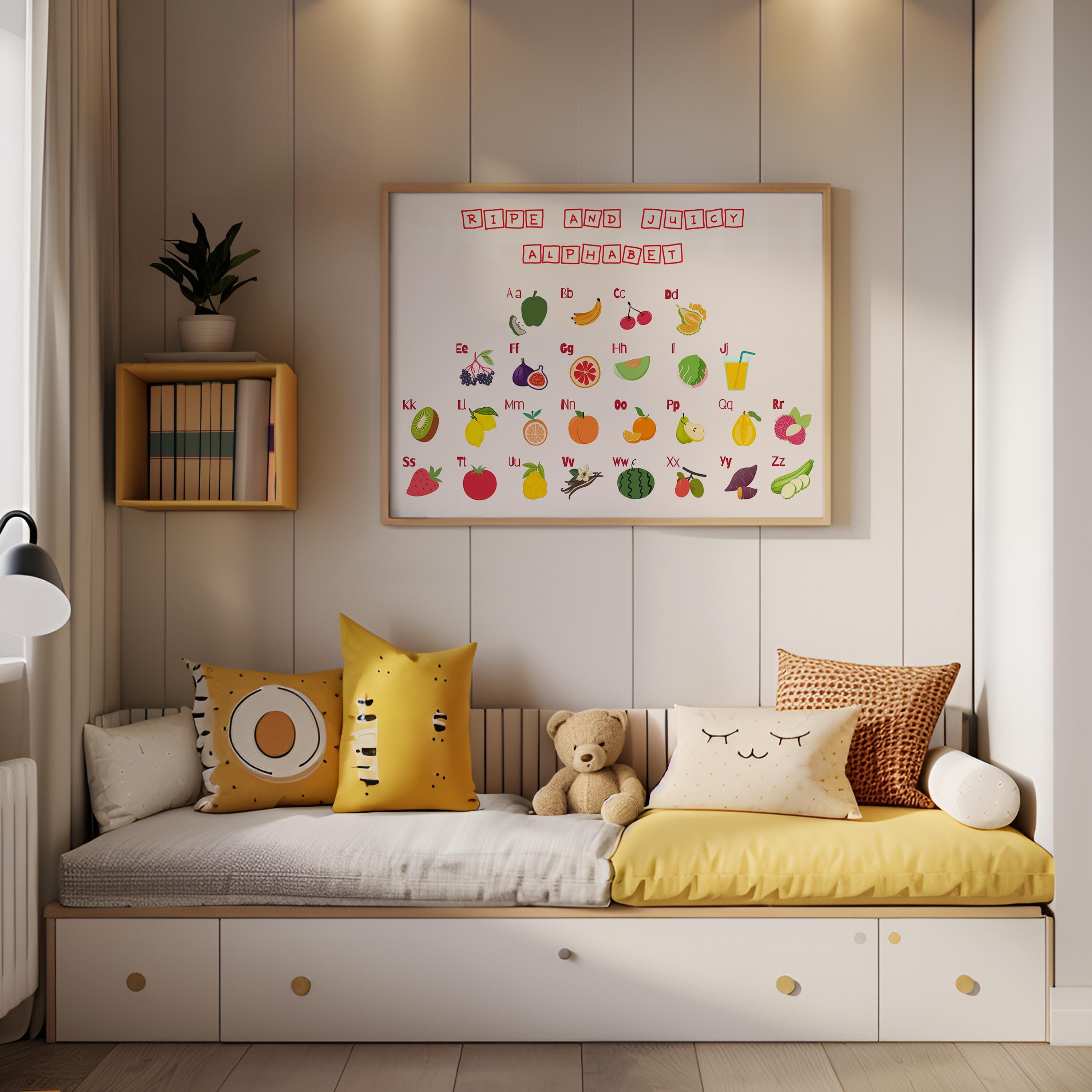 Fruit Alphabet Chart - Educational ABC Poster for Kids, Colorful ...