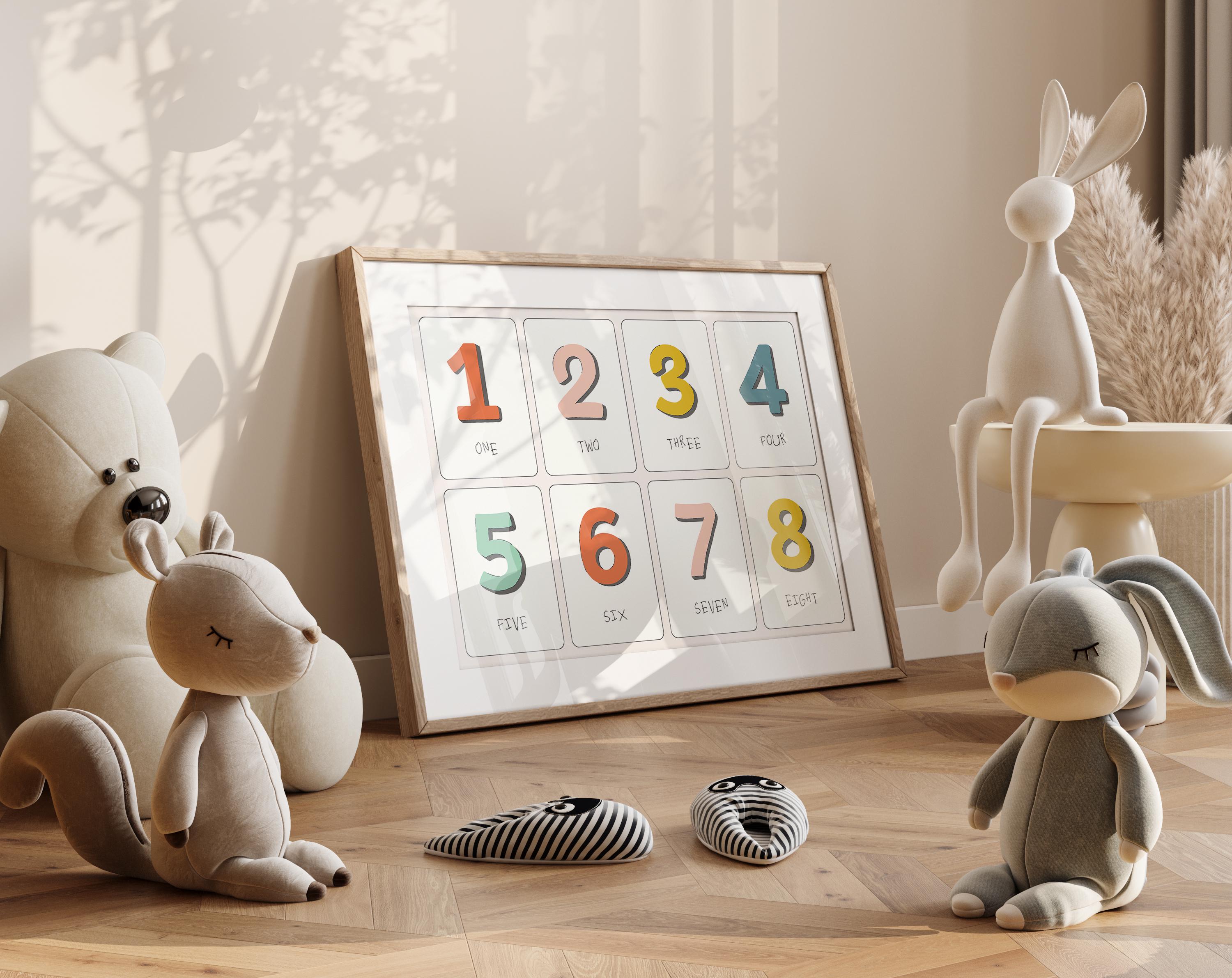 Colorful Numbers Flashcards for Kids Learning Decor - Etsy