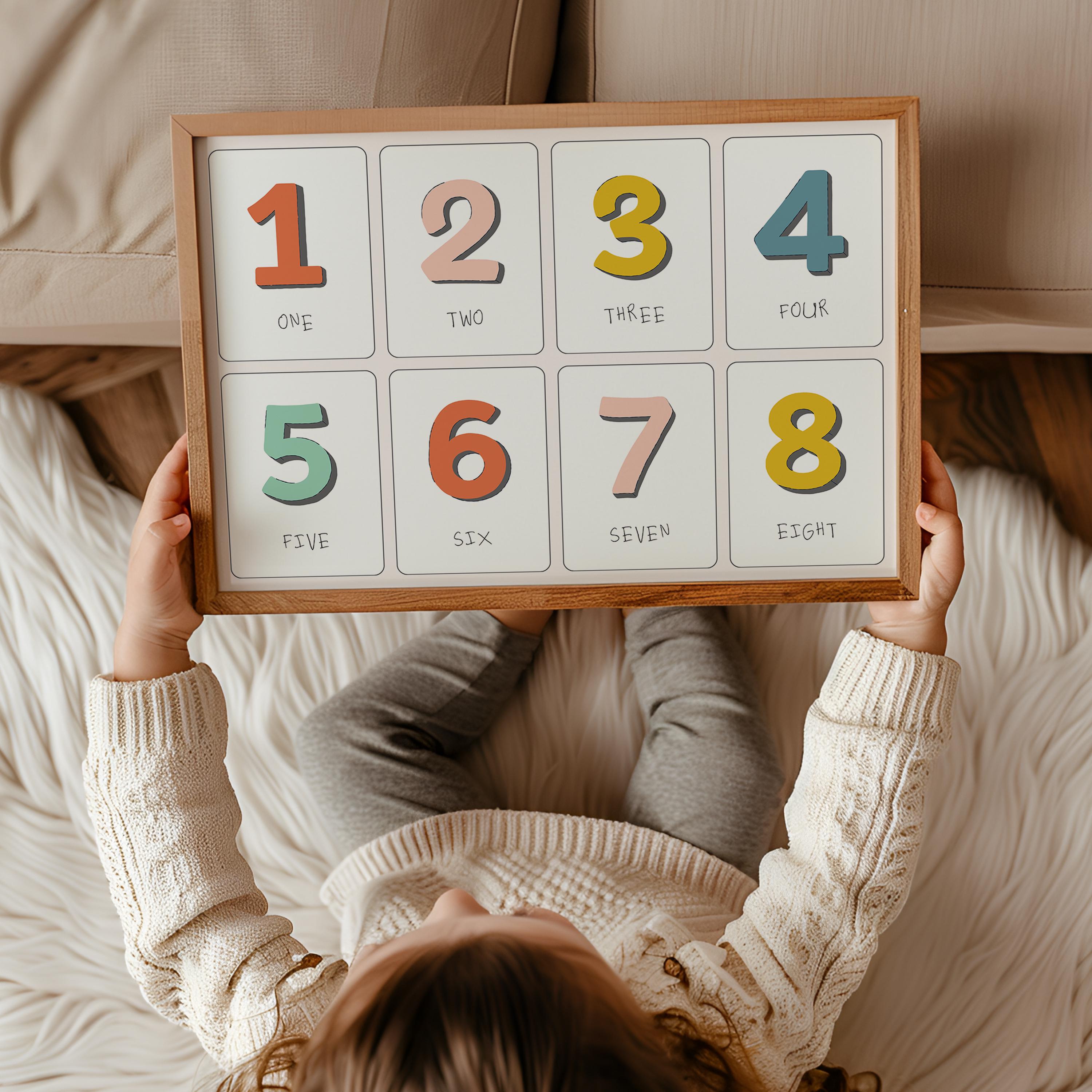 Colorful Numbers Flashcards for Kids Learning Decor - Etsy