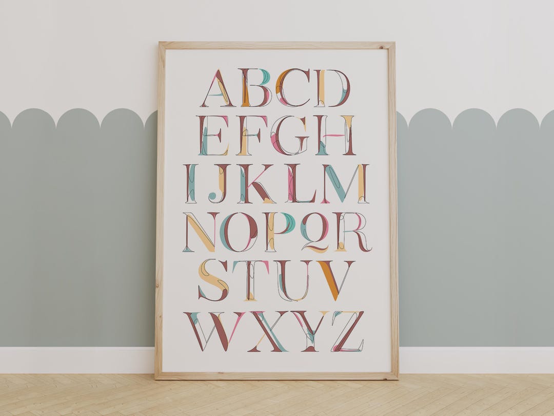 Colorful Alphabet Poster - Stylish ABC Learning Print for Kids - Etsy