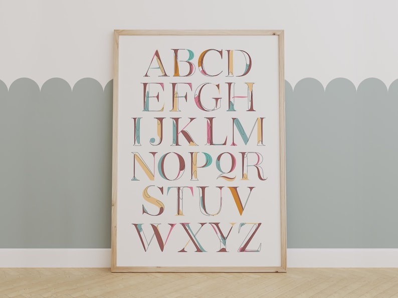 Colorful Alphabet Poster - Stylish ABC Learning Print for Kids - Etsy
