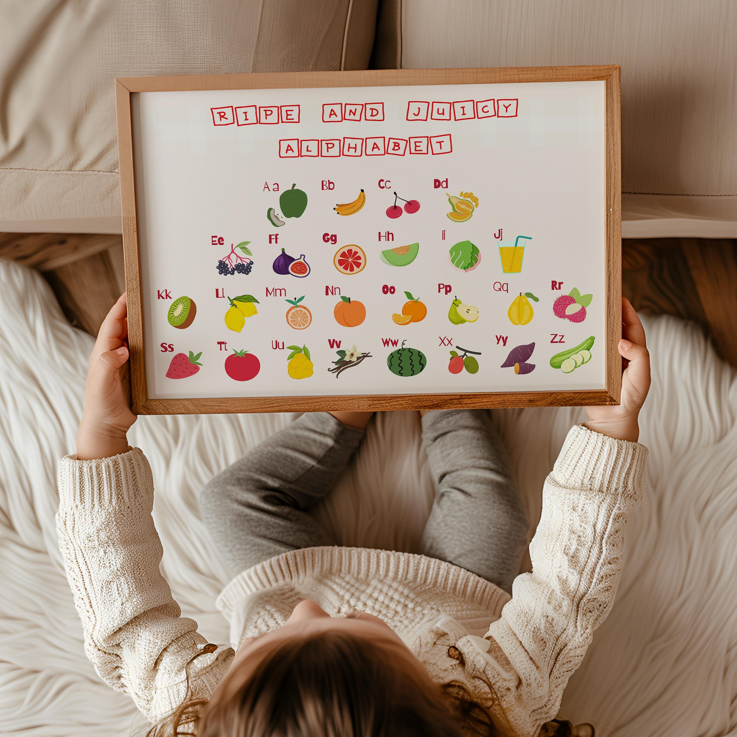 Fruit Alphabet Chart - Educational ABC Poster for Kids, Colorful ...