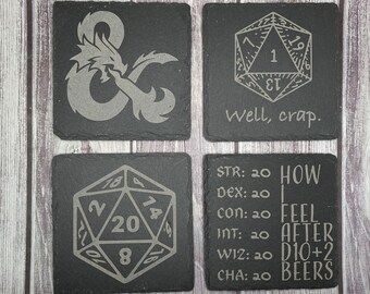 Slate Coasters Dungeons and Dragons, Gift, Housewarming, Gift for Him ...