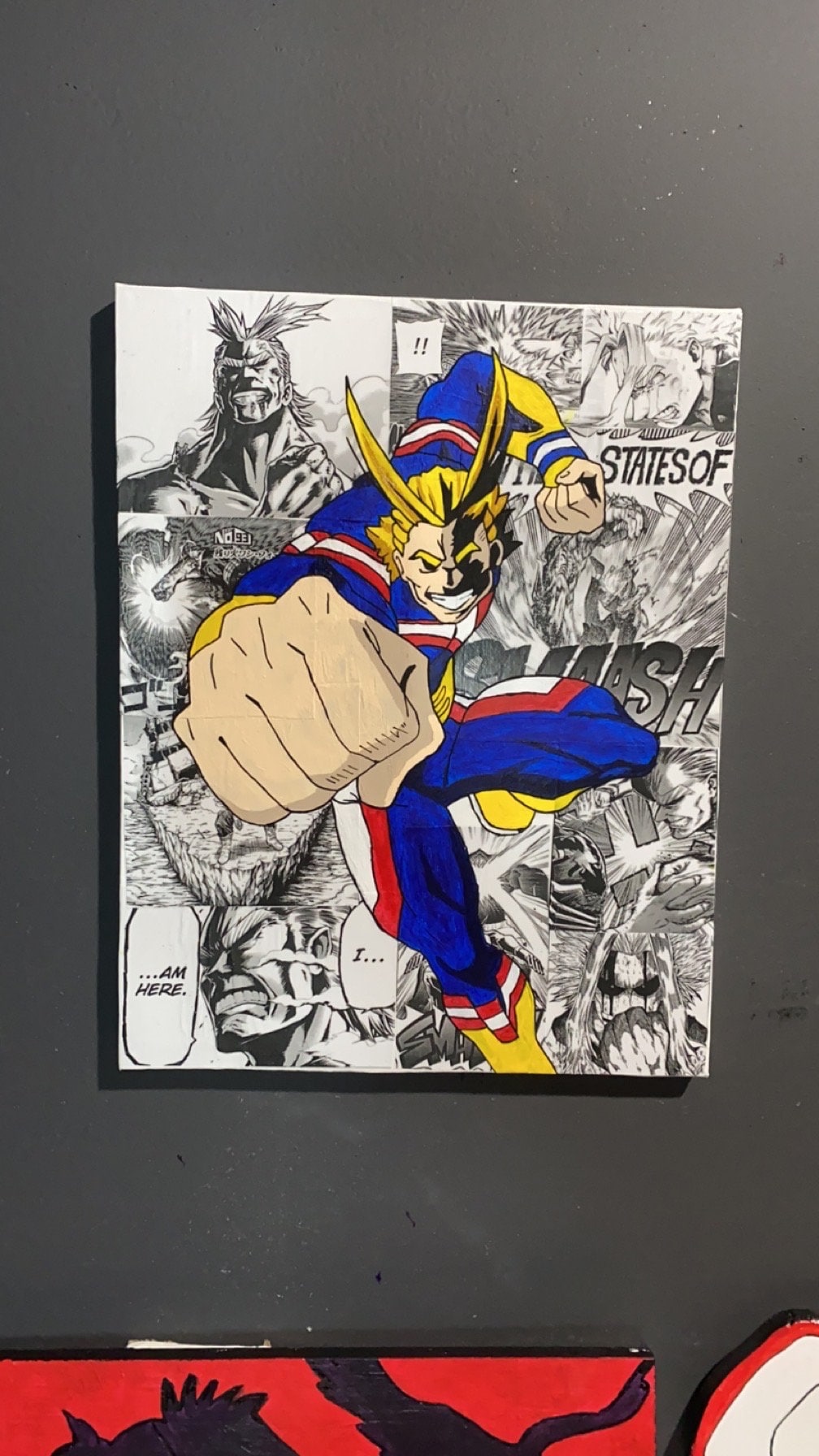 All Might Painting With Manga Panel Background - Etsy