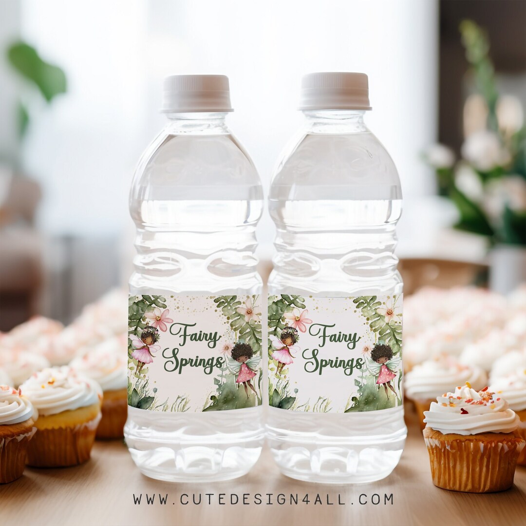 Editable Cute Black Fairies Bottle Label Tag Favor - Fairy Folk ...