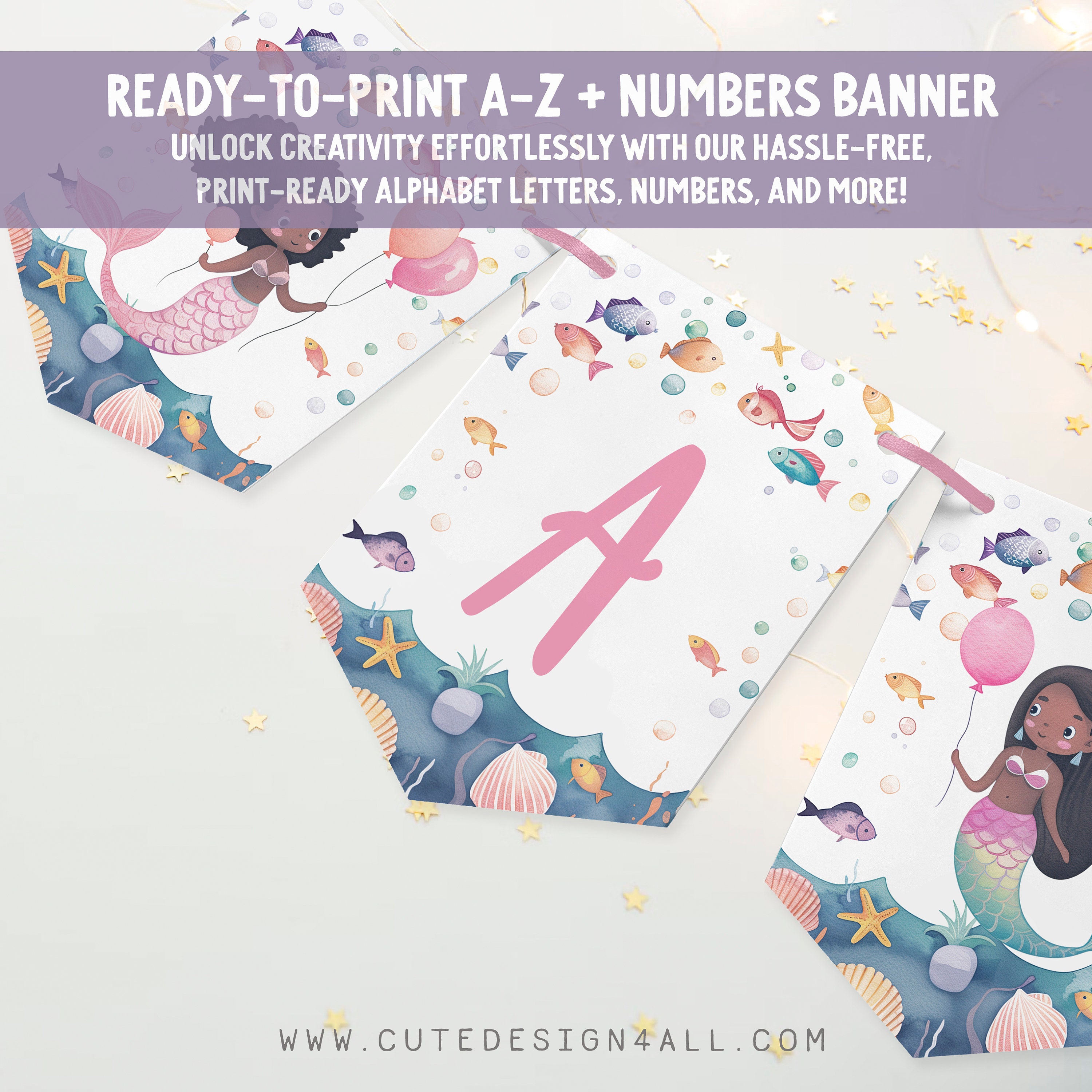 Alphabet Point Tail Garland Banner Letters A to Z Numbers Black ...