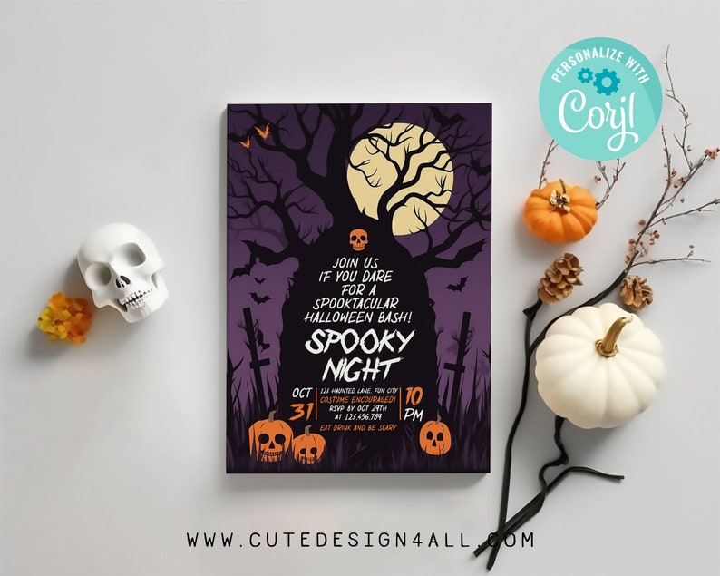 Editable Halloween Party Invitation Instant Download Printable Template ...