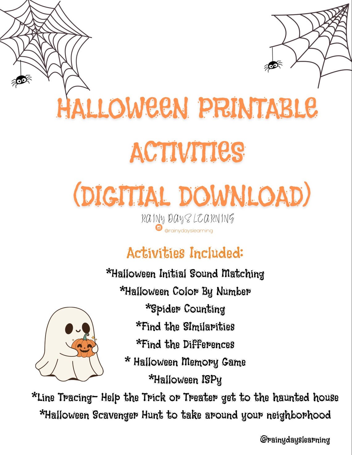 Halloween Activities for Kids (digital Download) Preschool to Early ...