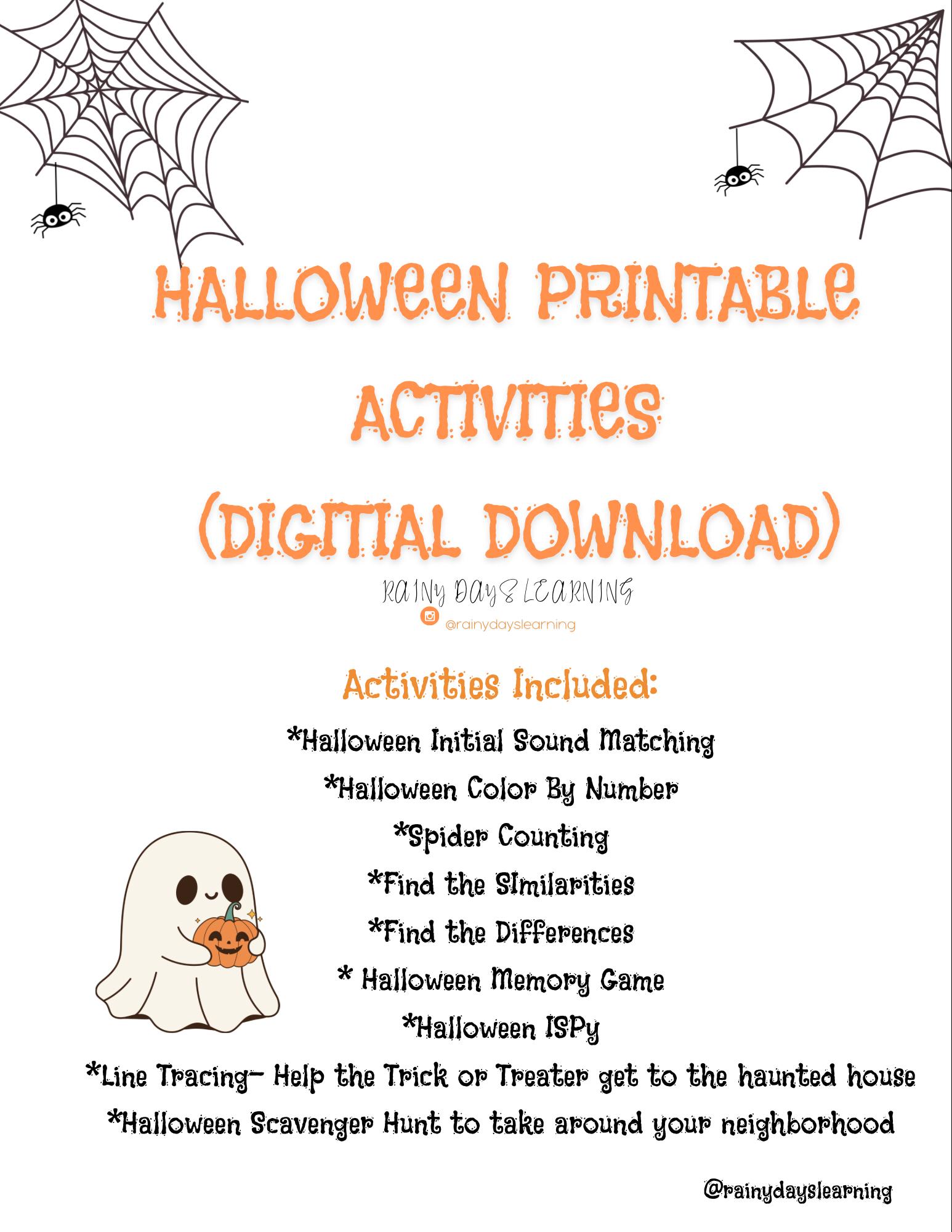 Halloween Activities for Kids (digital Download) Preschool to Early ...