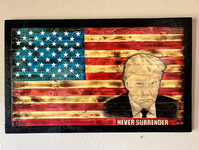 Trump Rustic American Wooden Flag - Etsy