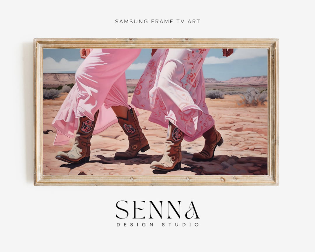 Samsung Frame TV Cowgirl Boots | Pink Boots Painting | Western Art ...