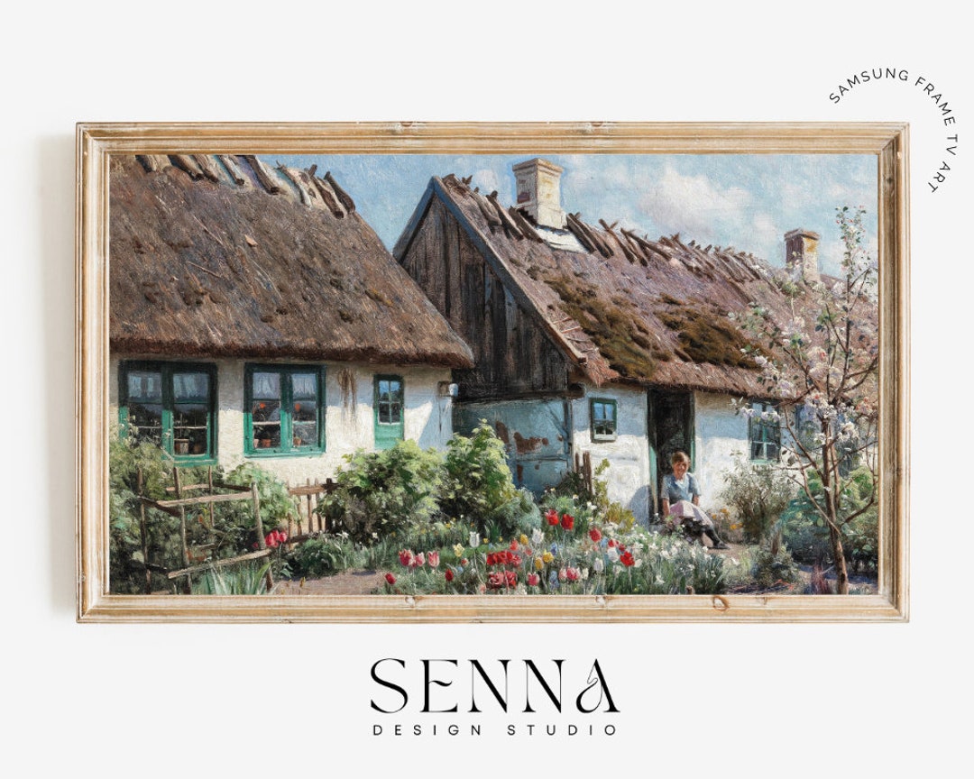 Samsung Frame TV Art Vintage Cottage Garden Painting Country Artwork ...