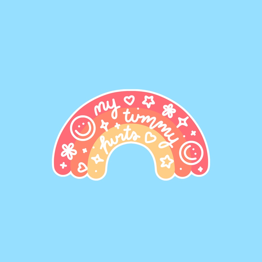 Tummy Ache Stickers Rainbow Stickers Mental Health Stickers - Cute ...