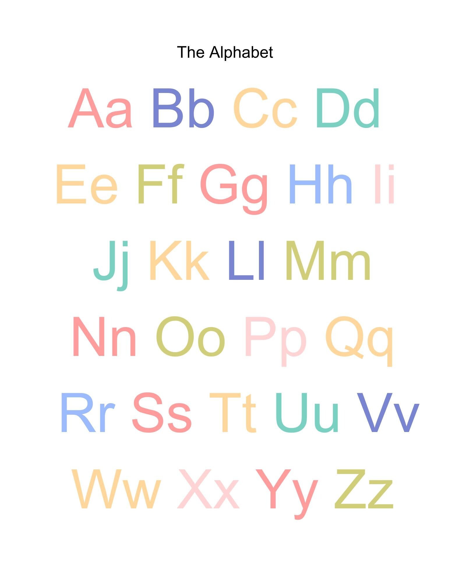 Rainbow Alphabet Poster, ABC Poster, Educational Wall Art Printable ...