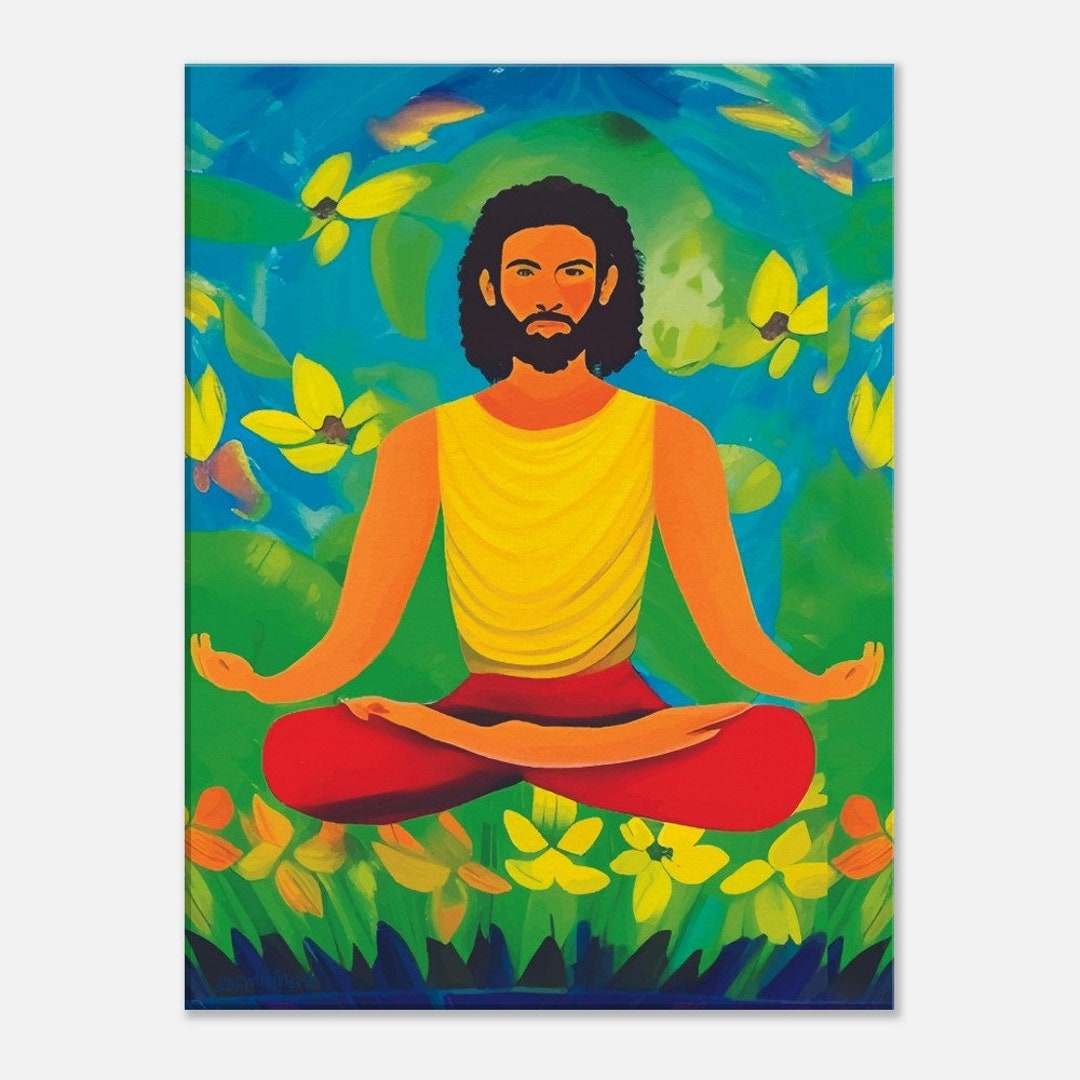 Hippy Zen Man - Canvas Art - Jesus Art - Hippy Guy - Hippy Art - Hippie ...