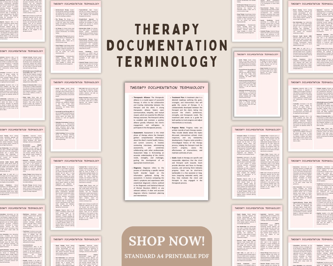 Therapy Progress Notes Cheat Sheet Bundle SMART Goals Treatment Plan ...