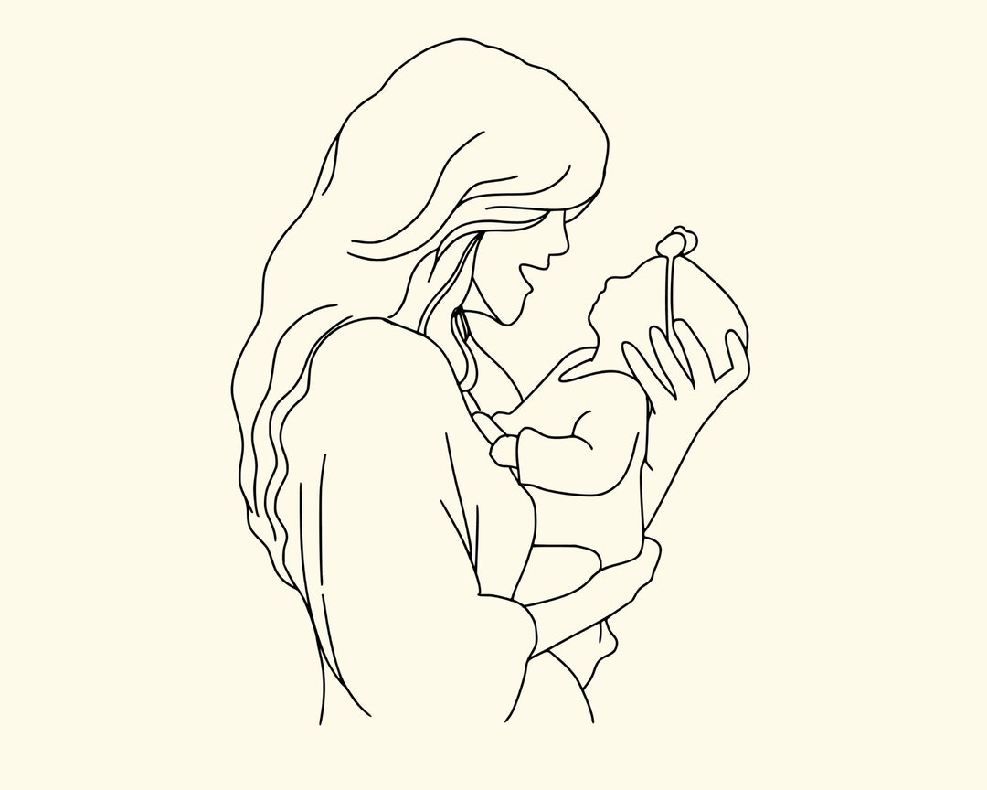 Mom and Child Sketch Png, Abstract Image Art, Custom Line Drawing Png ...