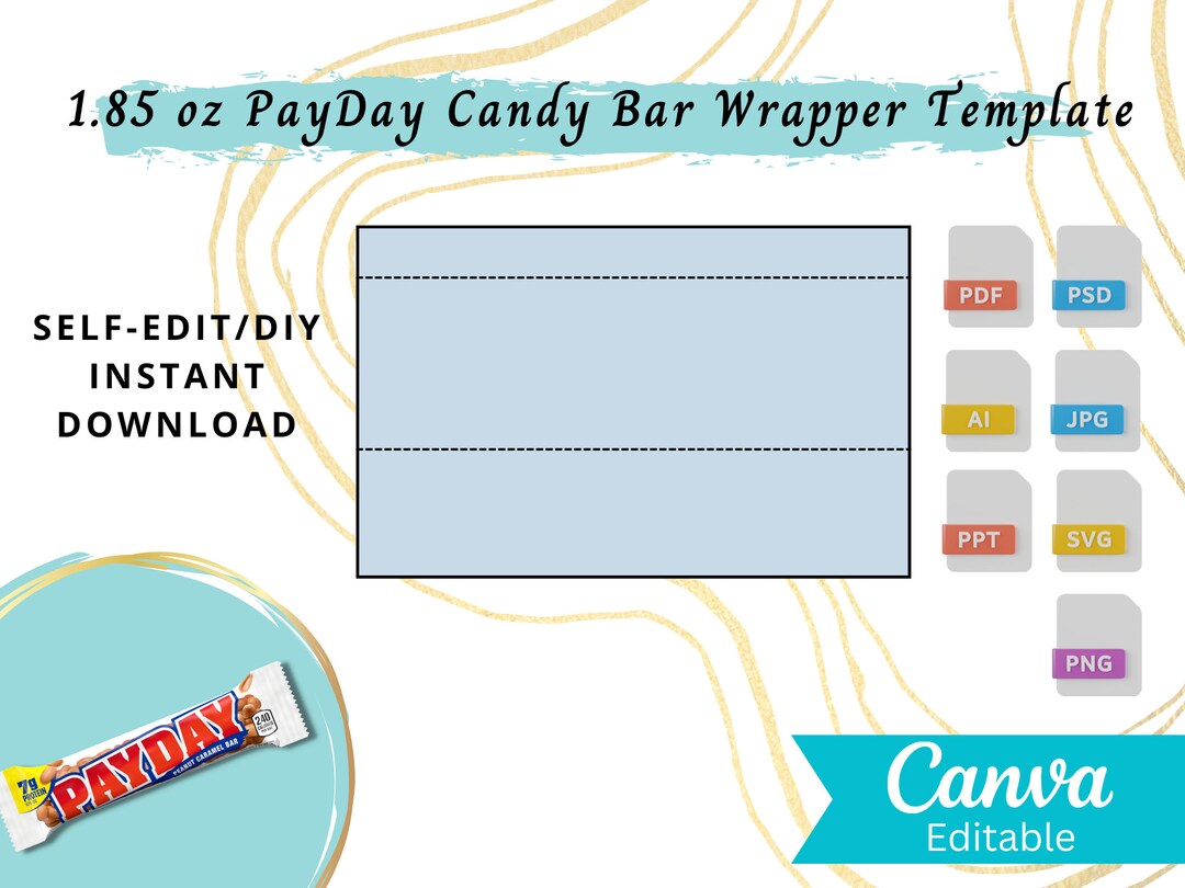 1.85 Oz Chocolate Bar Label Template Pay Day Label Candy Bar - Etsy