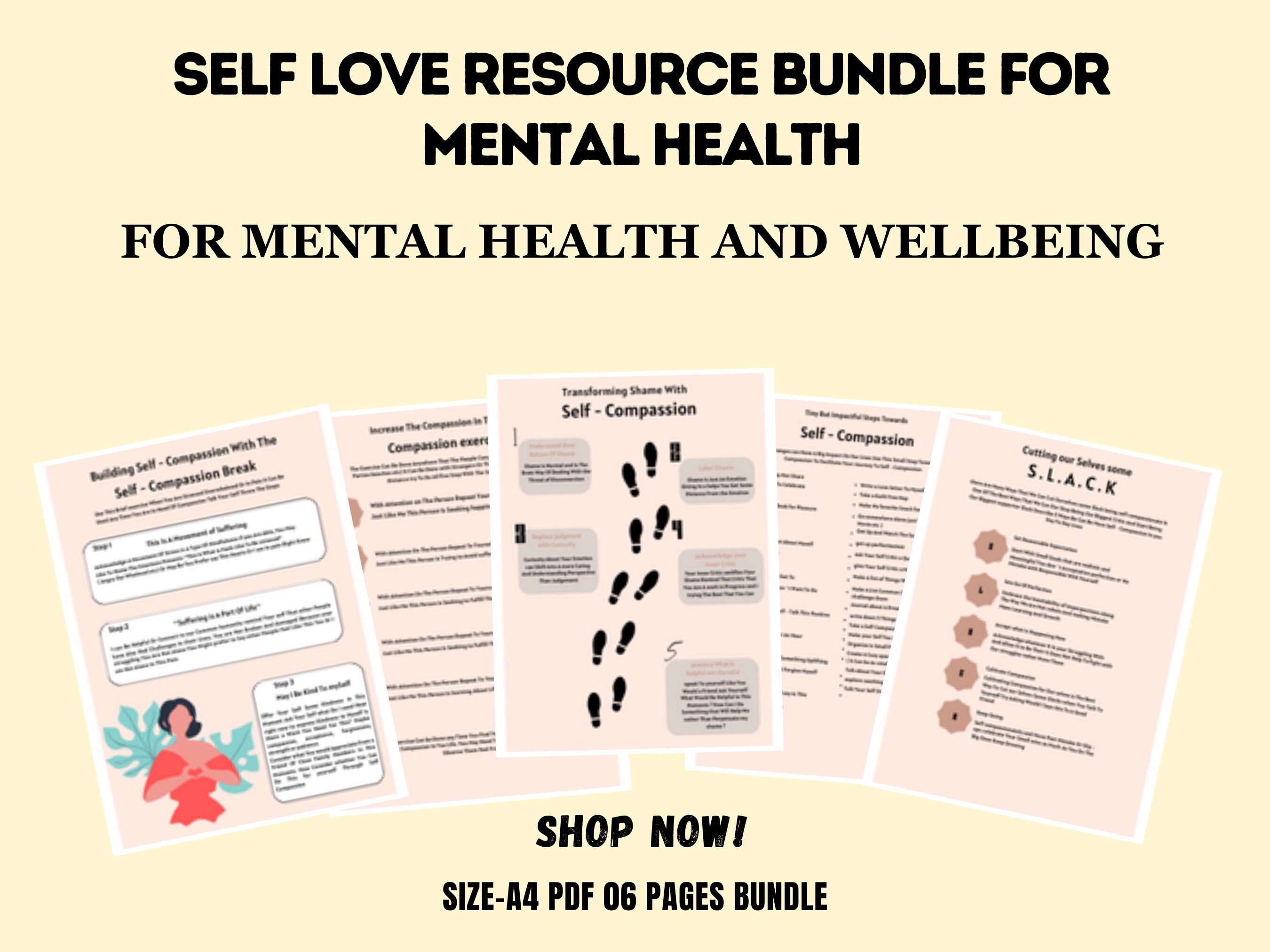 Self Love Resource Bundle, Self Care Worksheet, Mental Health, Self ...