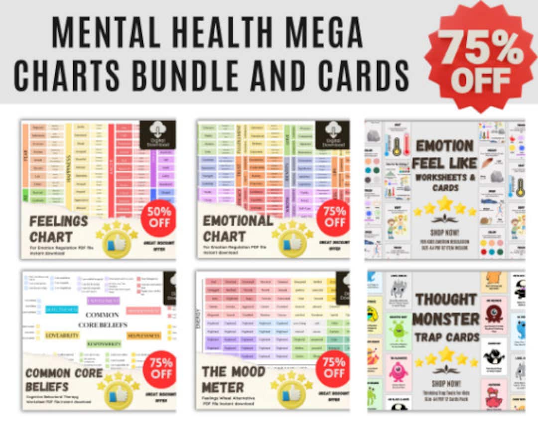 Mental Health Charts Bundle, Therapist and School Counselor Tools ...
