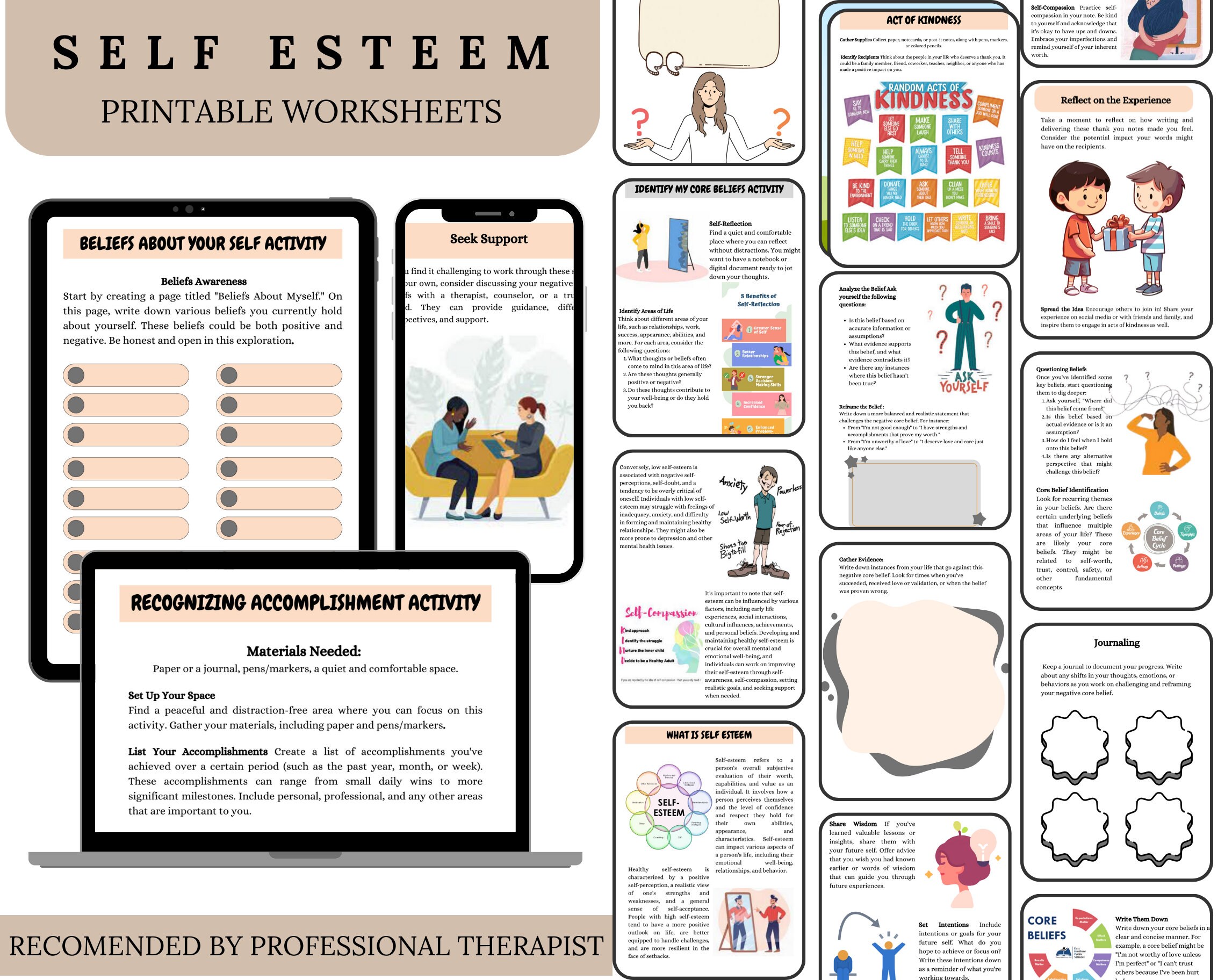 Self Esteem Worksheets, Therapy Worksheets, Therapy Resources ...