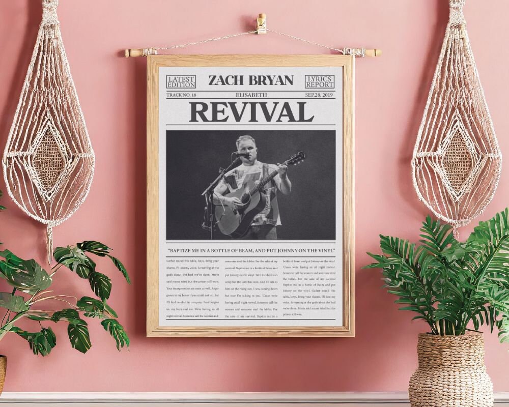 Zach Bryan Revival Poster, Zach Bryan Retro Newspaper Print, Elisabeth ...