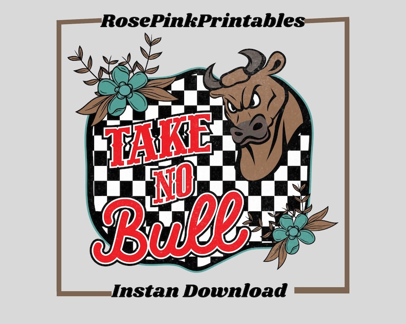 Take No Bull Turquoise Frame PNG, Checkered Lightning Bolt Png ...