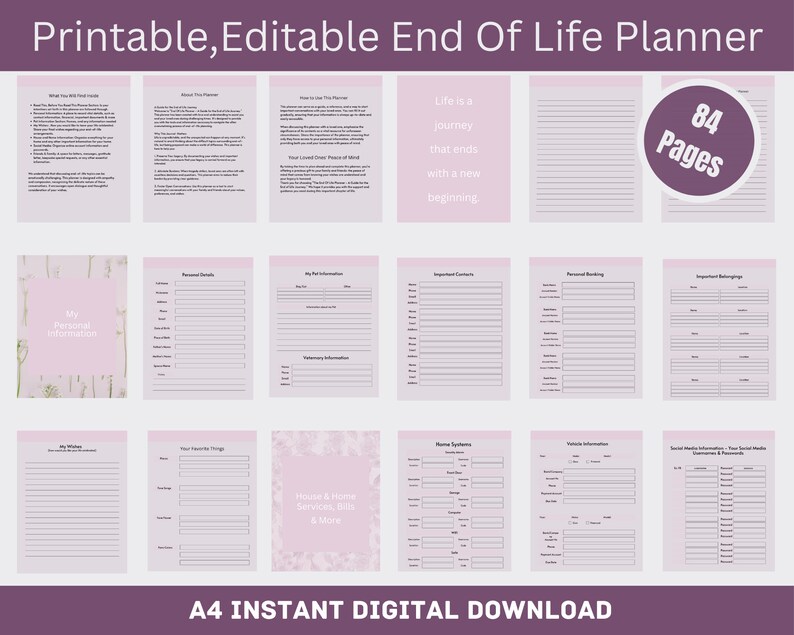 End of Life Planner, Last Wishes Planner, Estate Planning, Will, Final ...