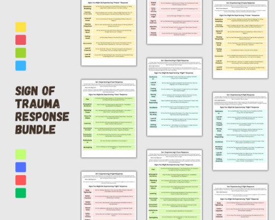Signs of Trauma Worksheet, Fight Flight Freeze and Fawn Response ...
