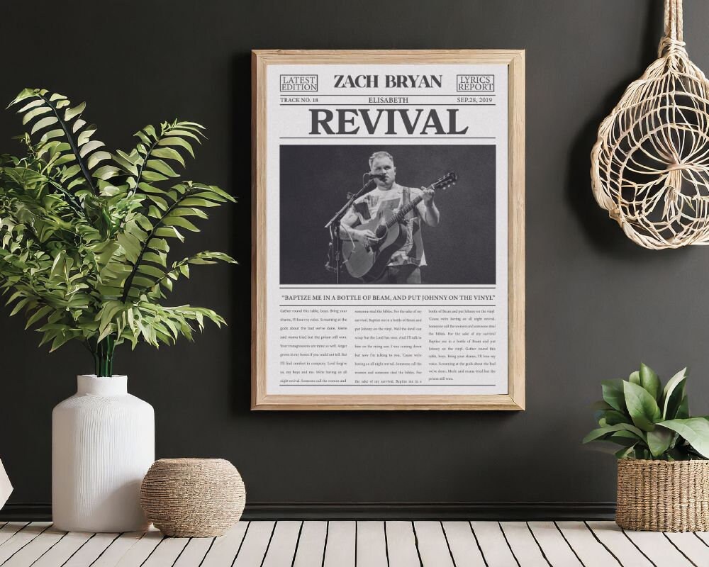 Zach Bryan Revival Poster, Zach Bryan Retro Newspaper Print, Elisabeth ...