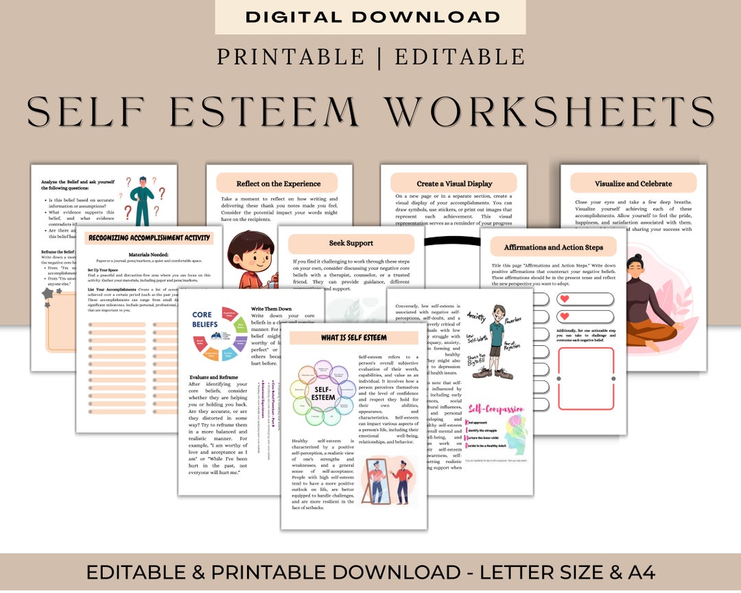 Self Esteem Worksheets, Therapy Worksheets, Therapy Resources ...