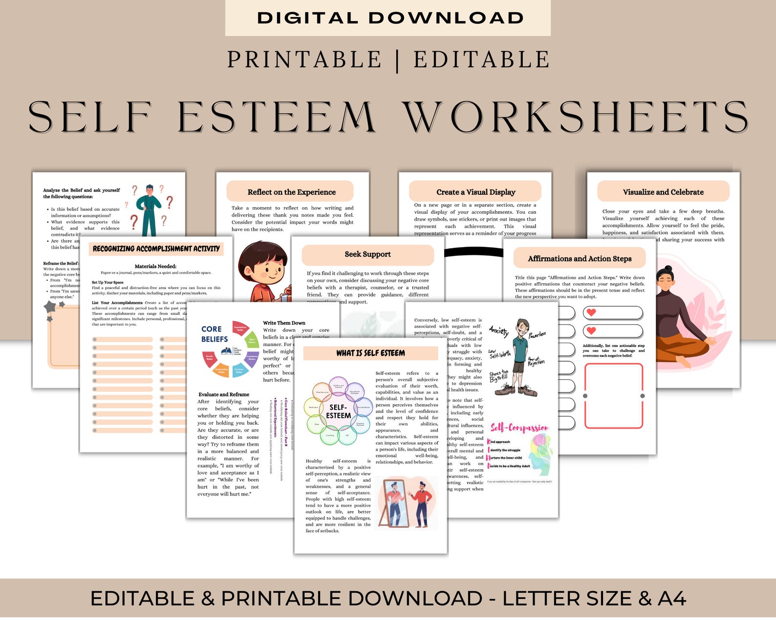 Self Esteem Worksheets, Therapy Worksheets, Therapy Resources ...