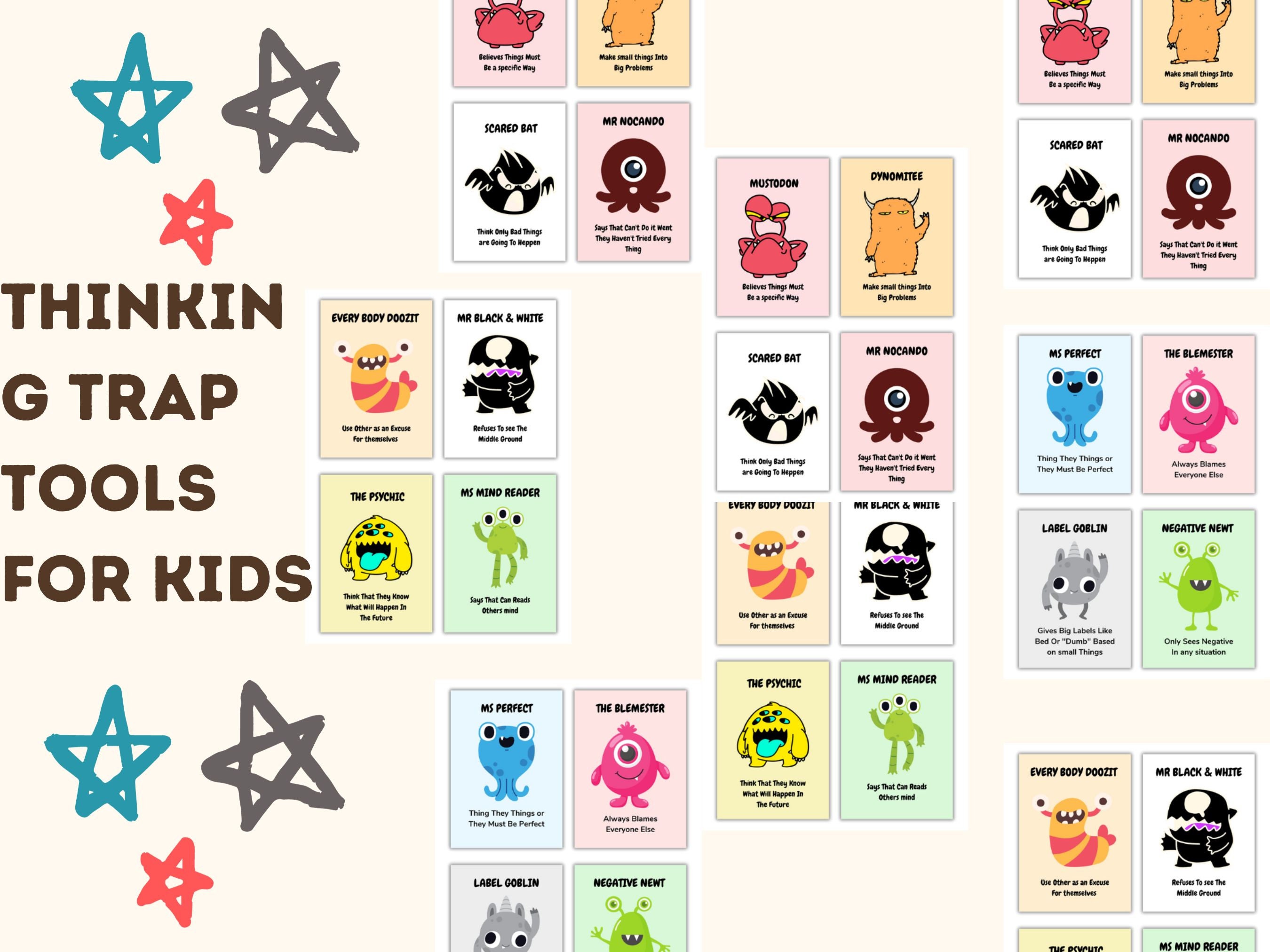 Thought Monsters Thinking Trap Cards for Kids, Children's Counseling ...