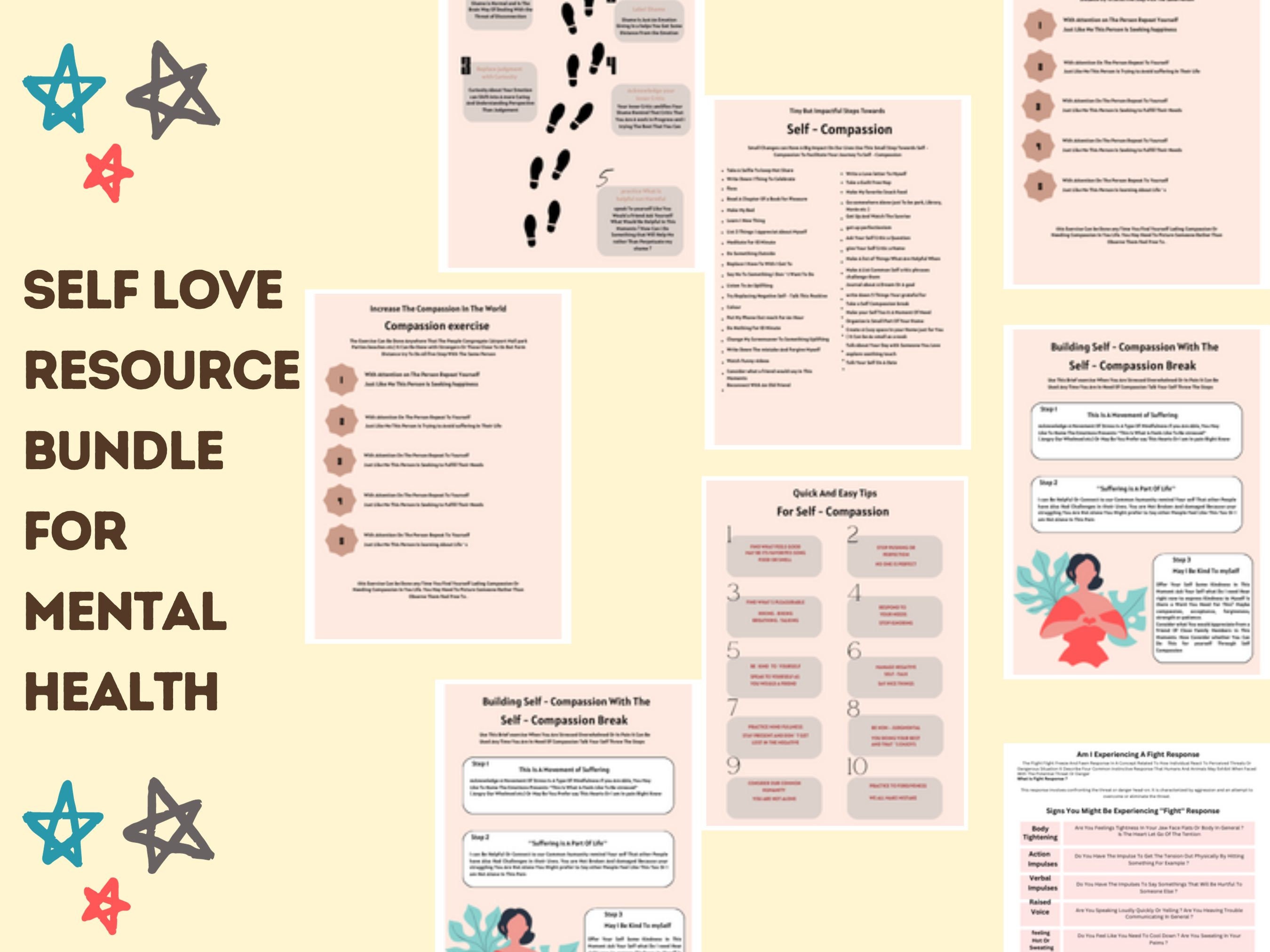 Self Love Resource Bundle, Self Care Worksheet, Mental Health, Self ...