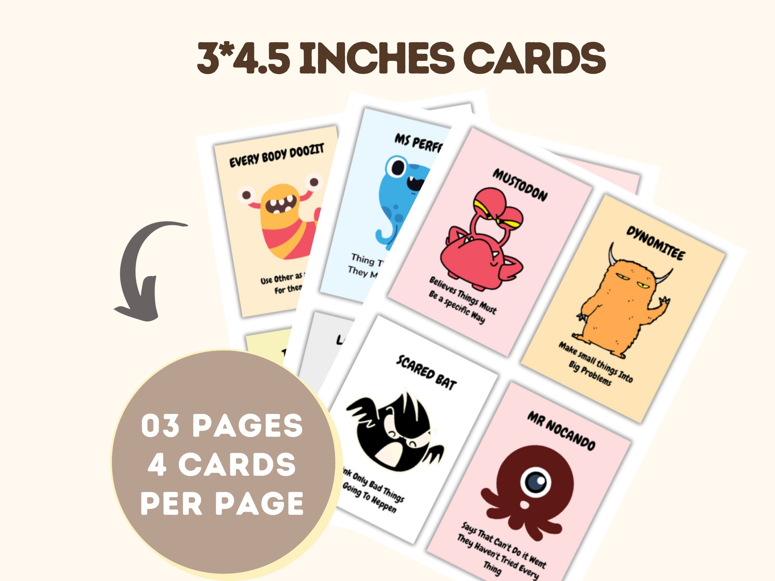 Thought Monsters Thinking Trap Cards for Kids, Children's Counseling ...