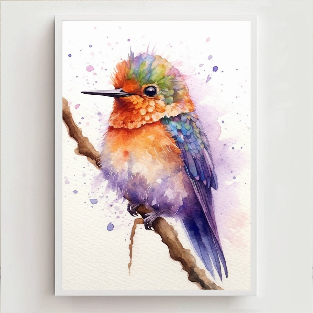 Elegant Watercolor Hummingbird Print | Instant Download | Nursery Wall ...